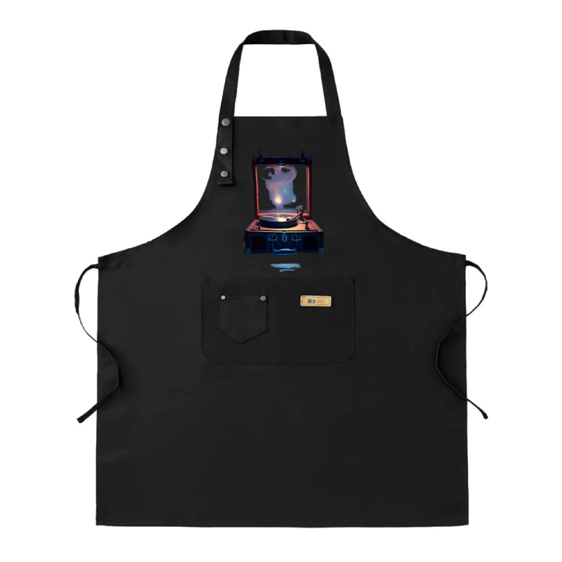 2 Pack Adjustable Bib Apron with Cat Turntable Design Front Pocket with ...