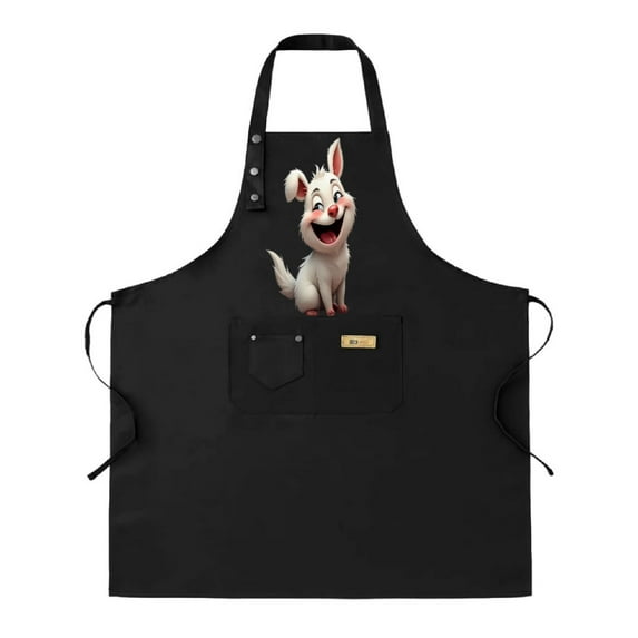 2 Pack Adjustable Bib Apron with Cheerful Cartoon Dog Design 2 Pockets ...