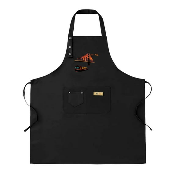 2 Pack Adjustable Bib Apron with Colorful Bridge & Boat Design Front ...