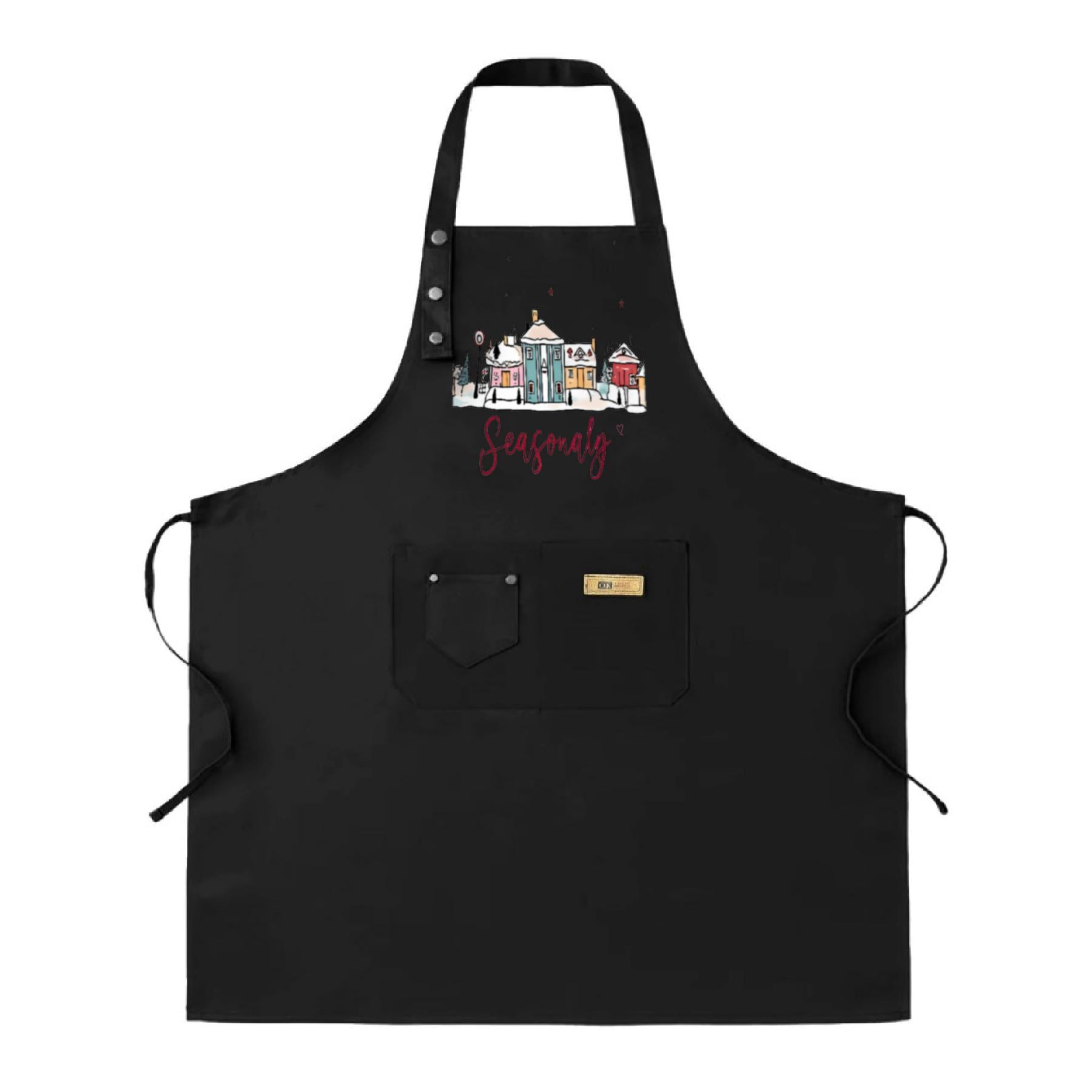 2 Pack Adjustable Bib Apron with Colorful Building Design & Button ...