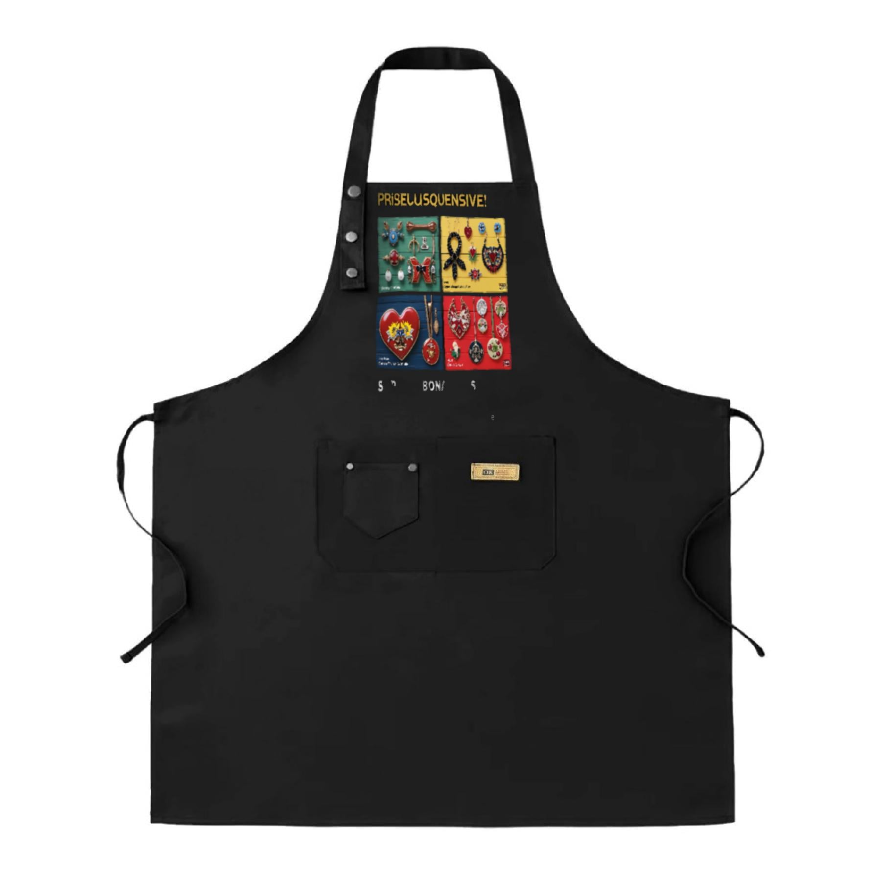 2 Pack Adjustable Bib Apron with Colorful Decorative Squares 2 Pockets ...
