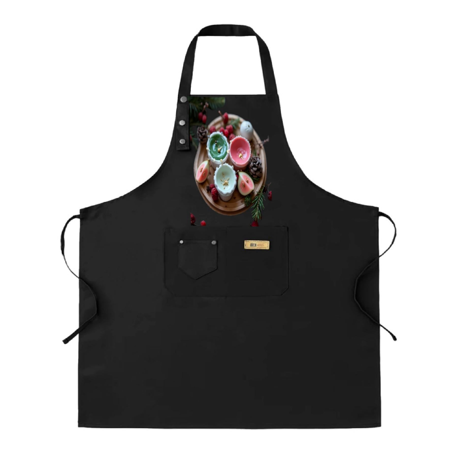 2 Pack Adjustable Bib Apron with Colorful Design 2 Pockets Button ...