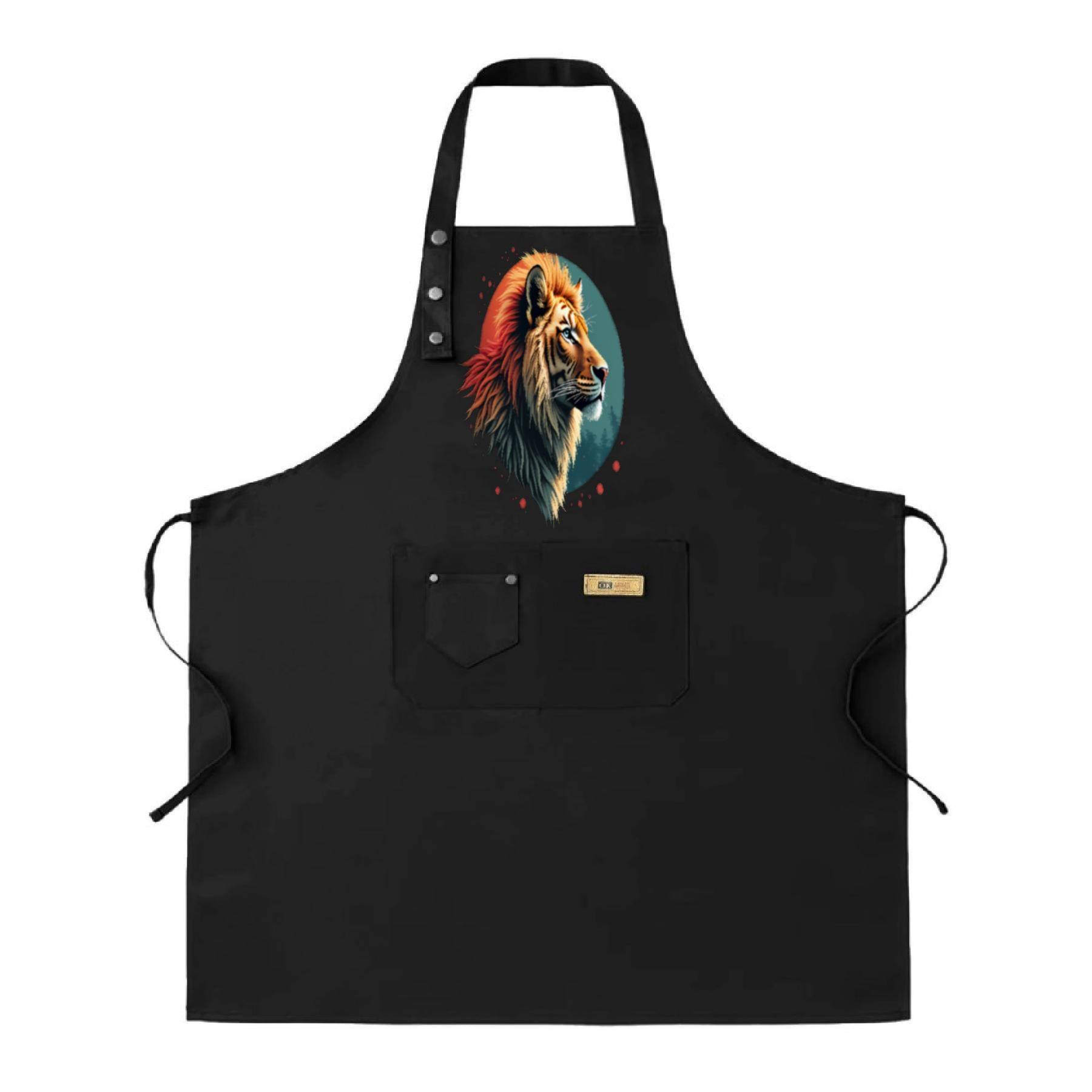 2 Pack Adjustable Bib Apron with Colorful Lion Design & 2 Pockets ...