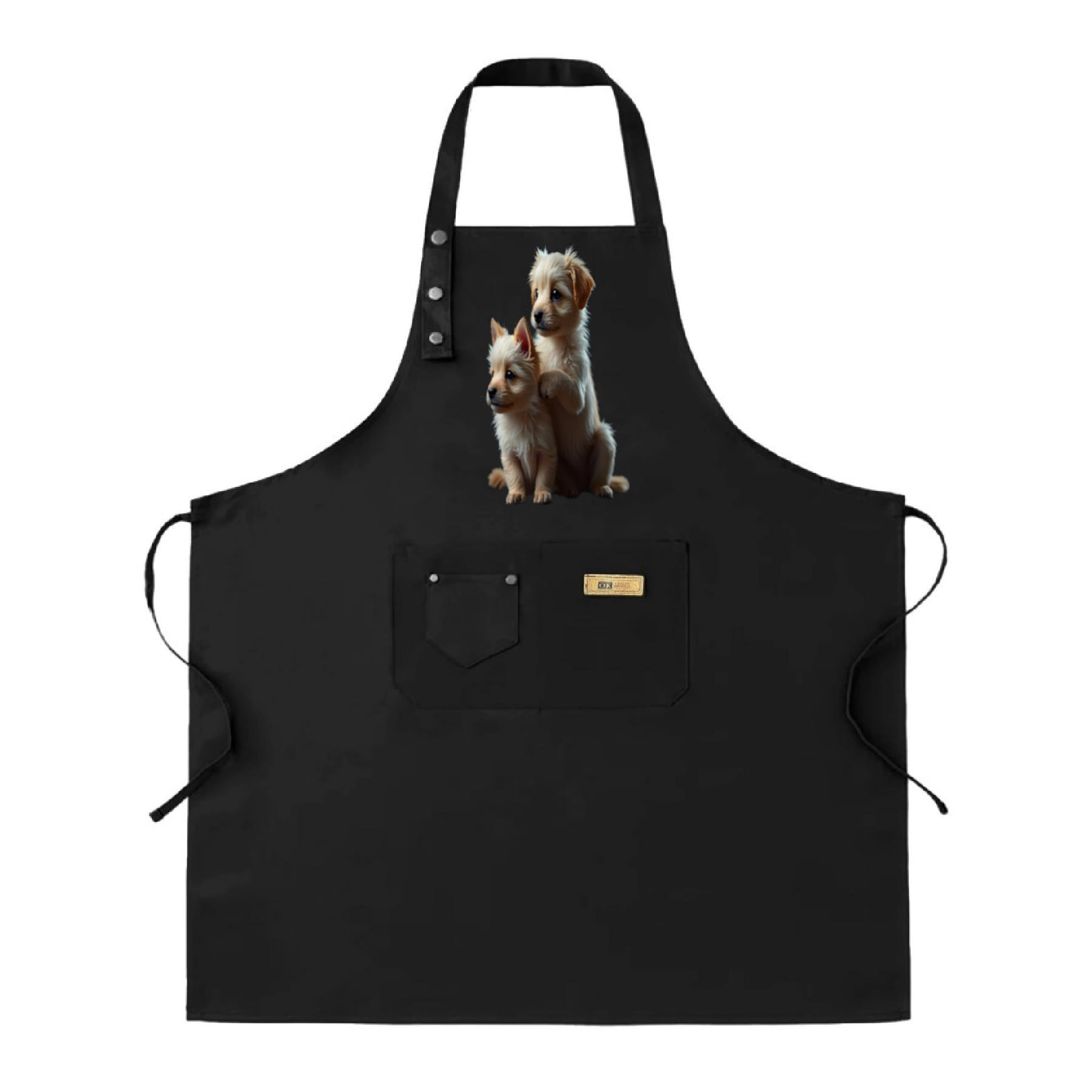 2 Pack Adjustable Bib Apron with Cute Puppy Design 2 Pockets Perfect ...