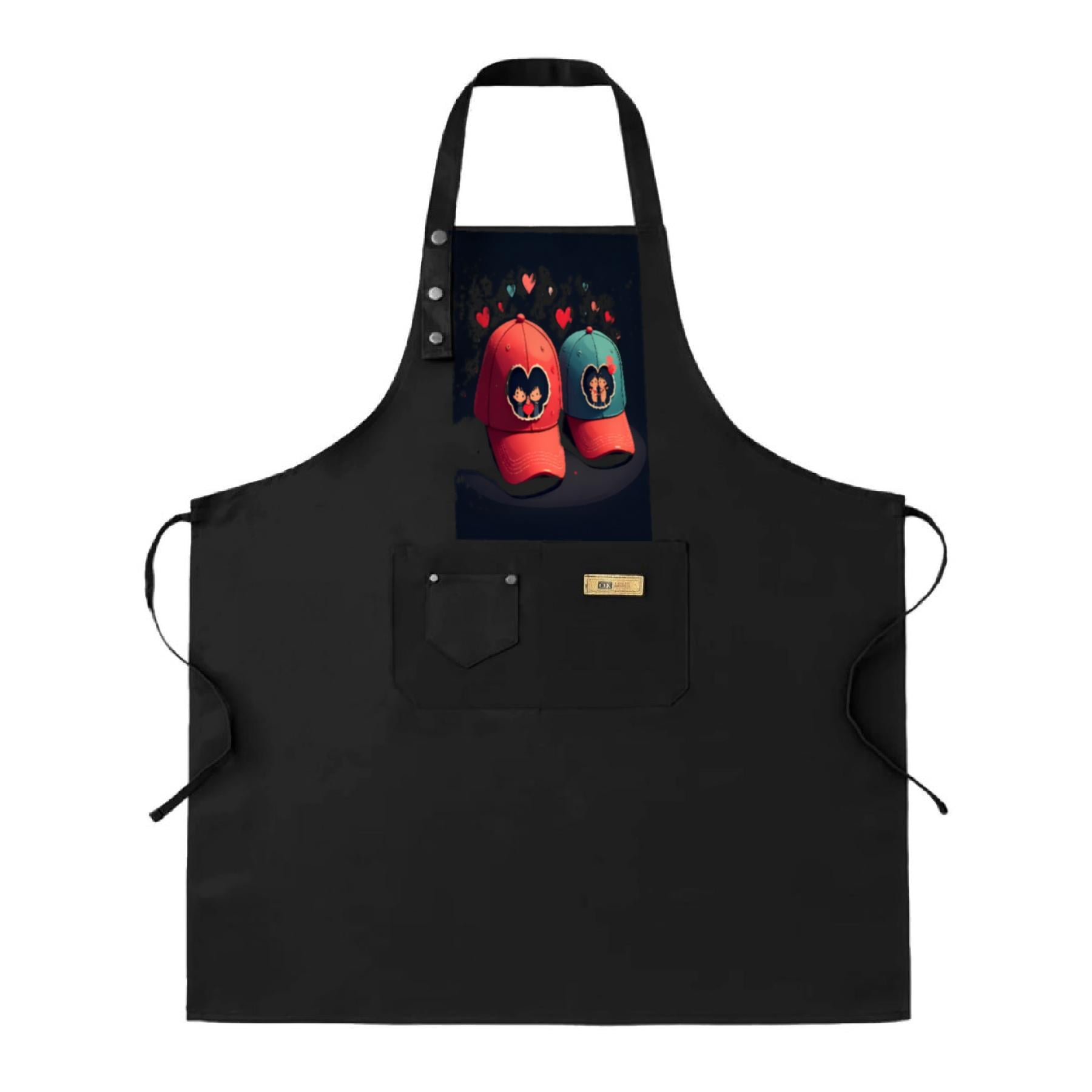 2 Pack Adjustable Bib Apron with Cute Red Baseball Caps & Hearts Design ...