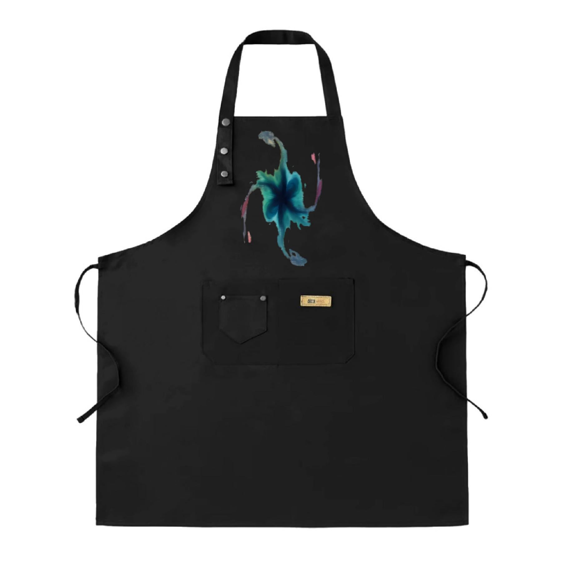 2 Pack Adjustable Bib Apron with Decorative Blue Flower Design ...