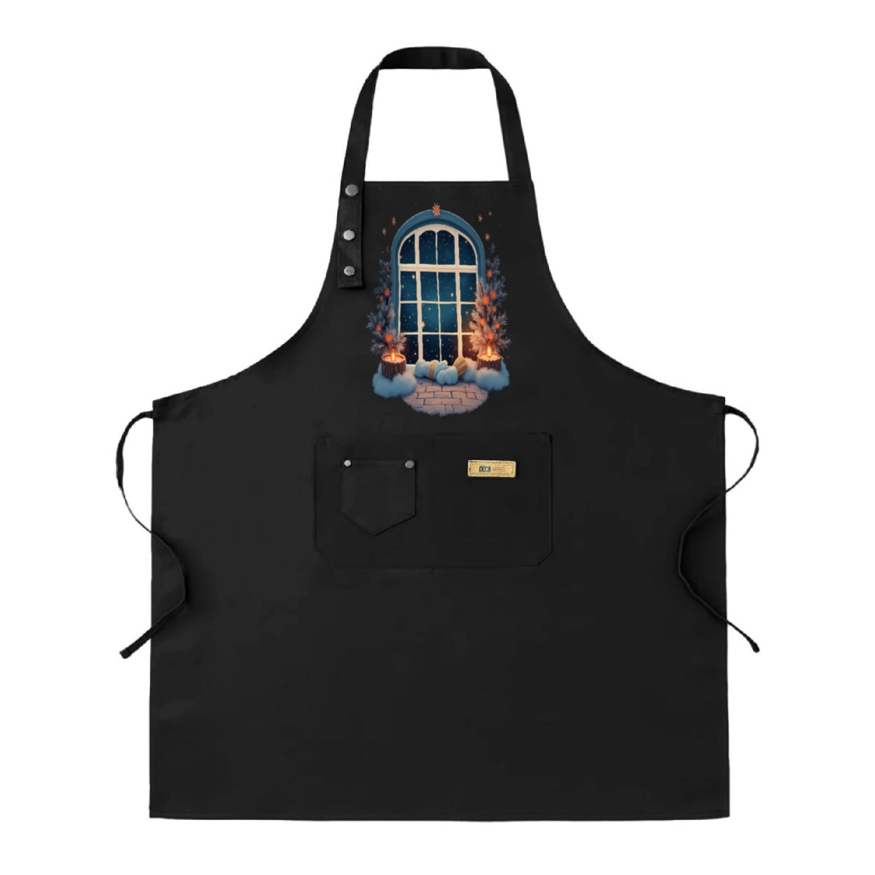 2 Pack Adjustable Bib Apron with Decorative Window Design Blue Frame ...