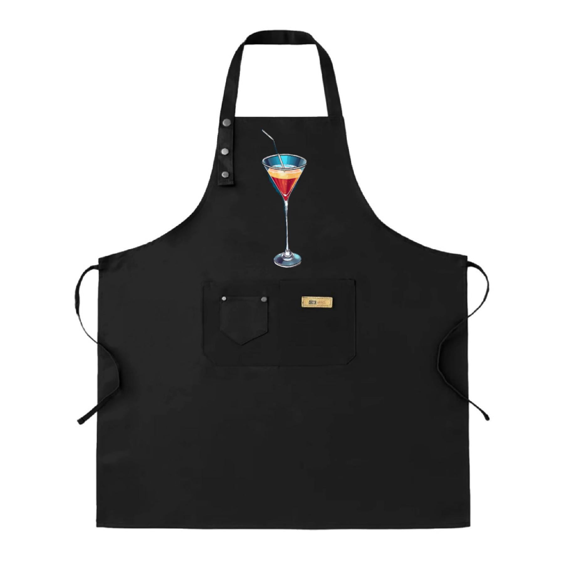 2 Pack Adjustable Bib Apron with Denim - Like Pocket Cocktail Glass ...