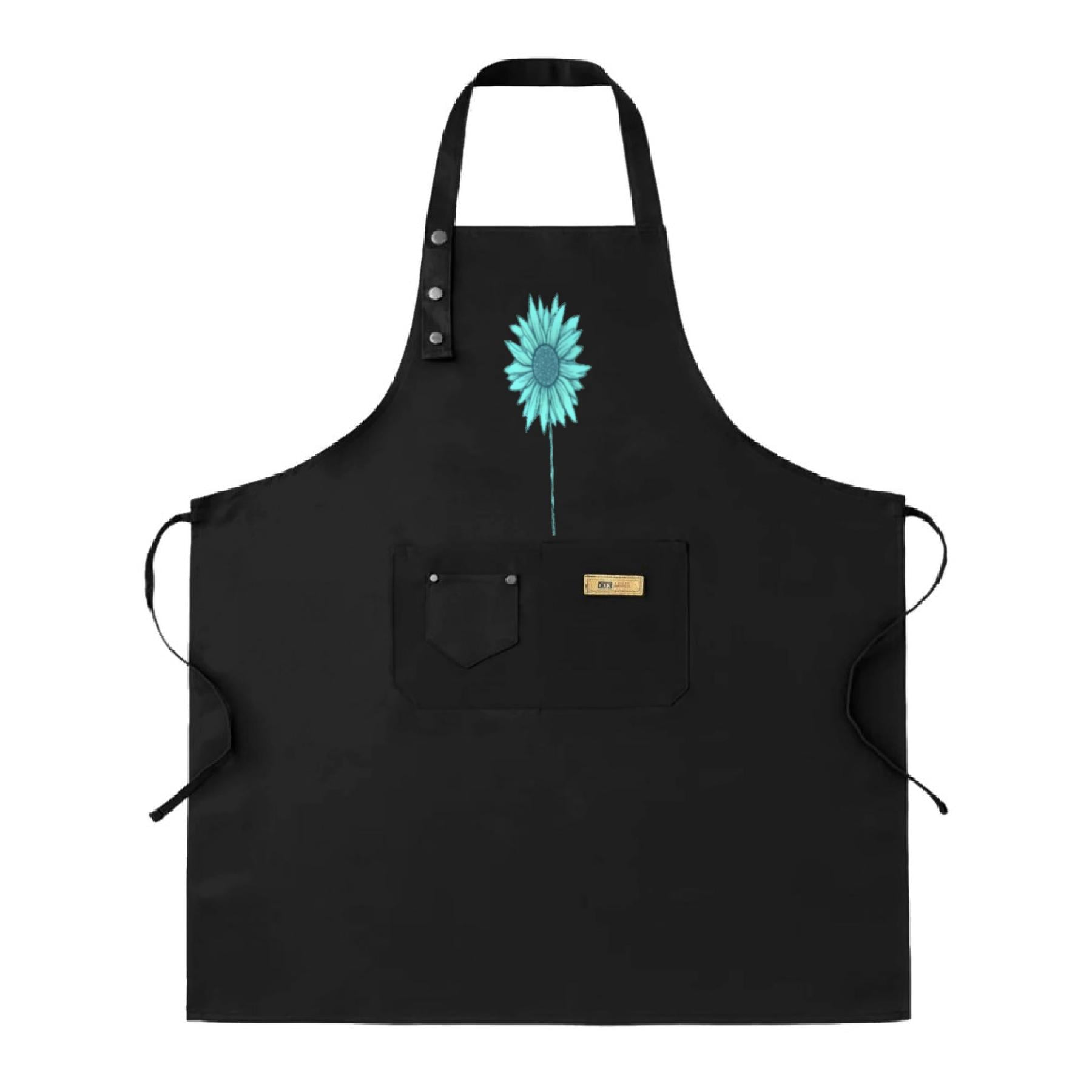 2 Pack Adjustable Bib Apron with Denim Pocket Design & Decorative Blue ...