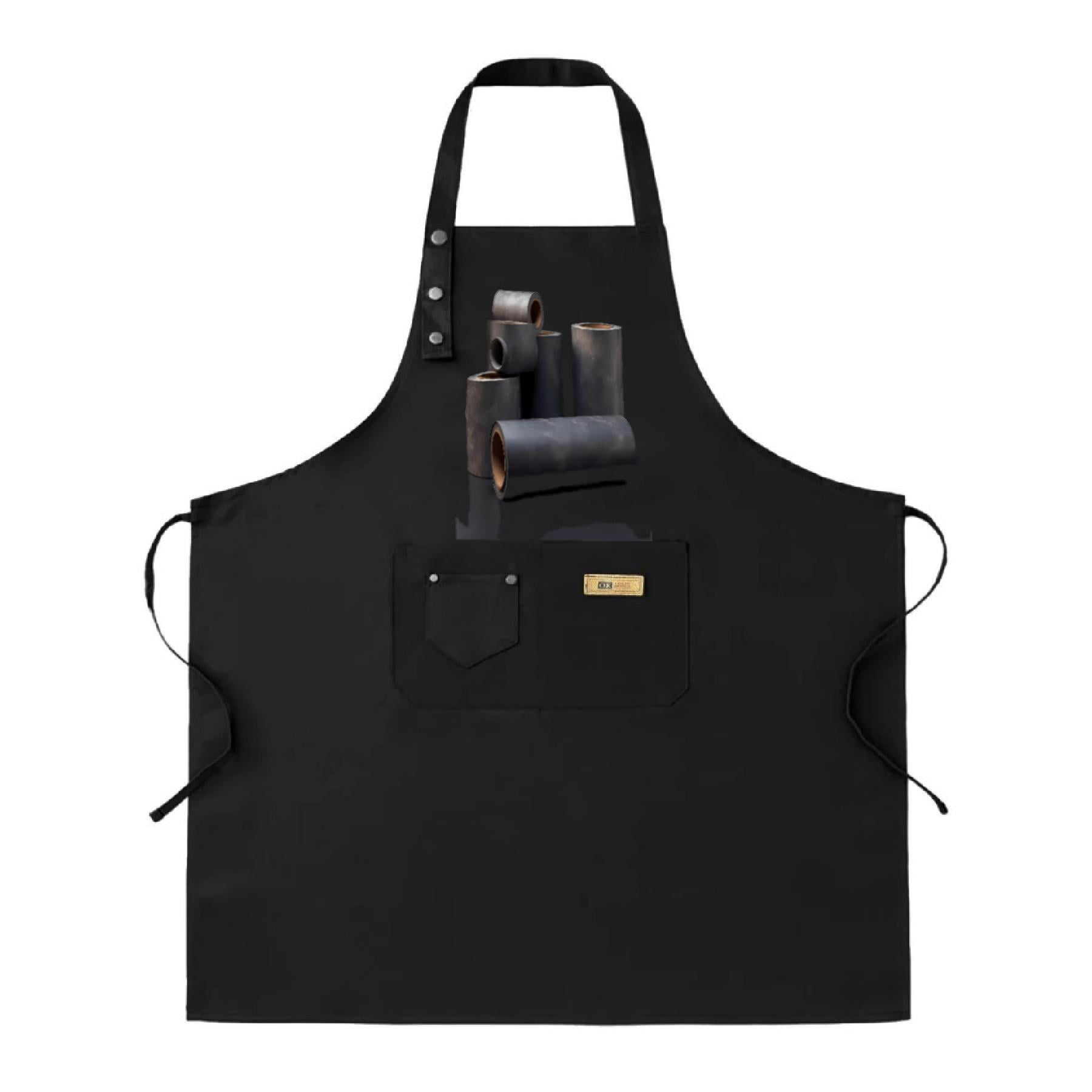 2 Pack Adjustable Bib Apron with Denim-Style Pocket Rivets & Metallic ...