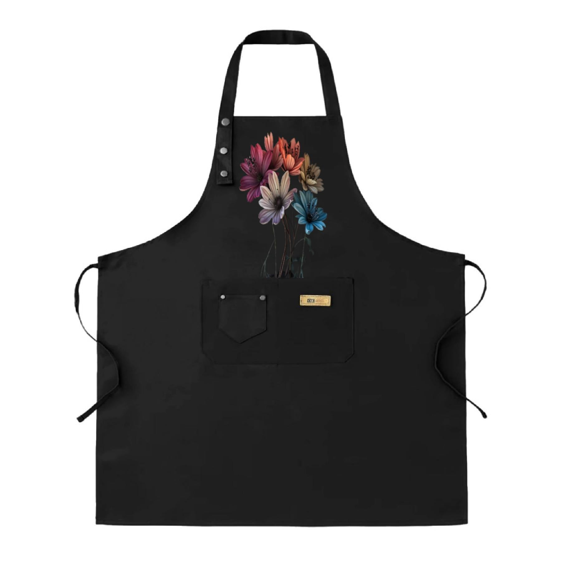 2 Pack Adjustable Bib Apron with Floral Design & 2 Pockets - Stylish ...