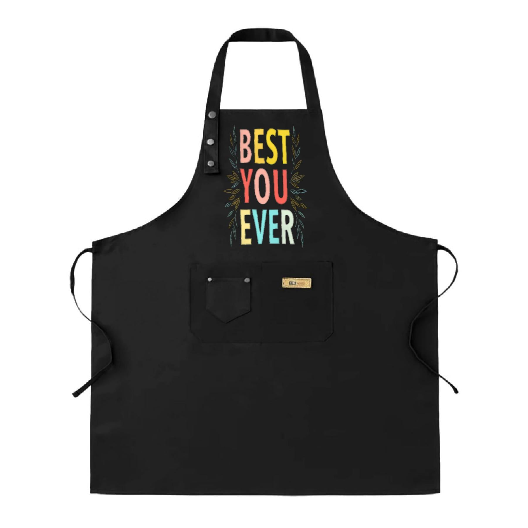 2 Pack Adjustable Bib Apron with Floral Design & " BEST YOU EVER " Text ...