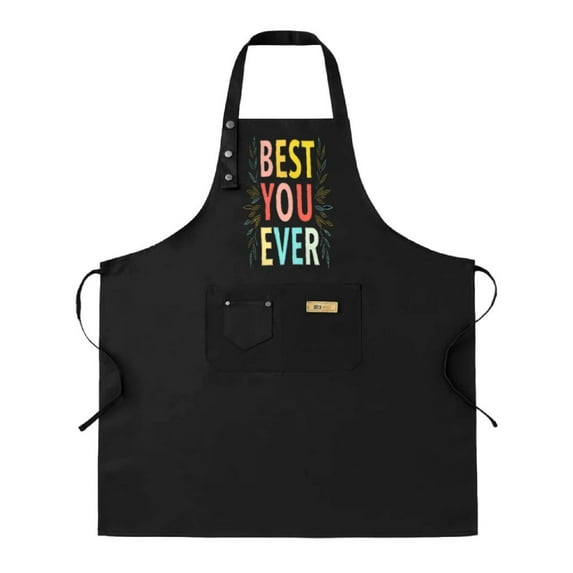 2 Pack Adjustable Bib Apron with Floral Design & " BEST YOU EVER " Text ...