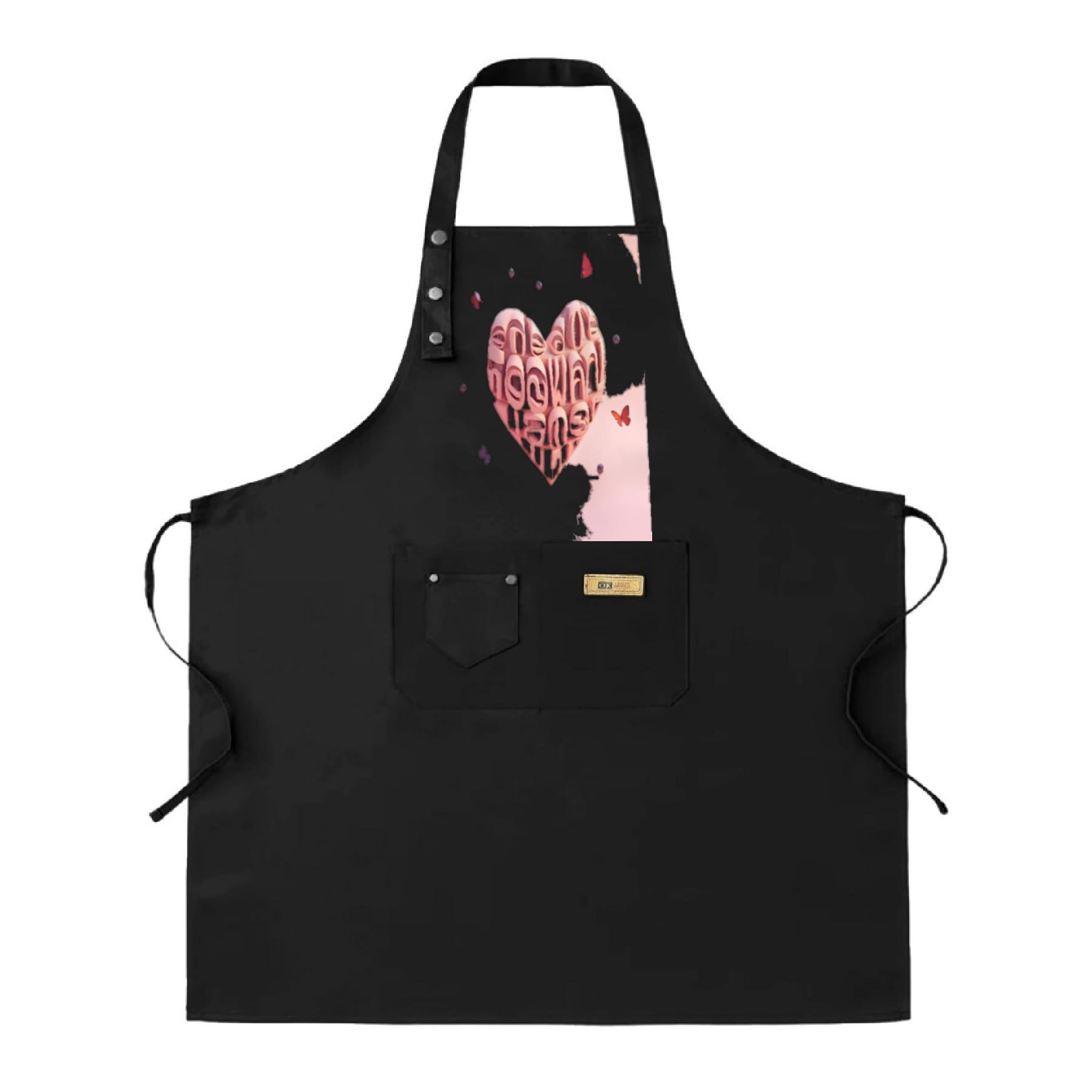 2 Pack Adjustable Bib Apron with Front Pocket - Black Apron with Pink ...