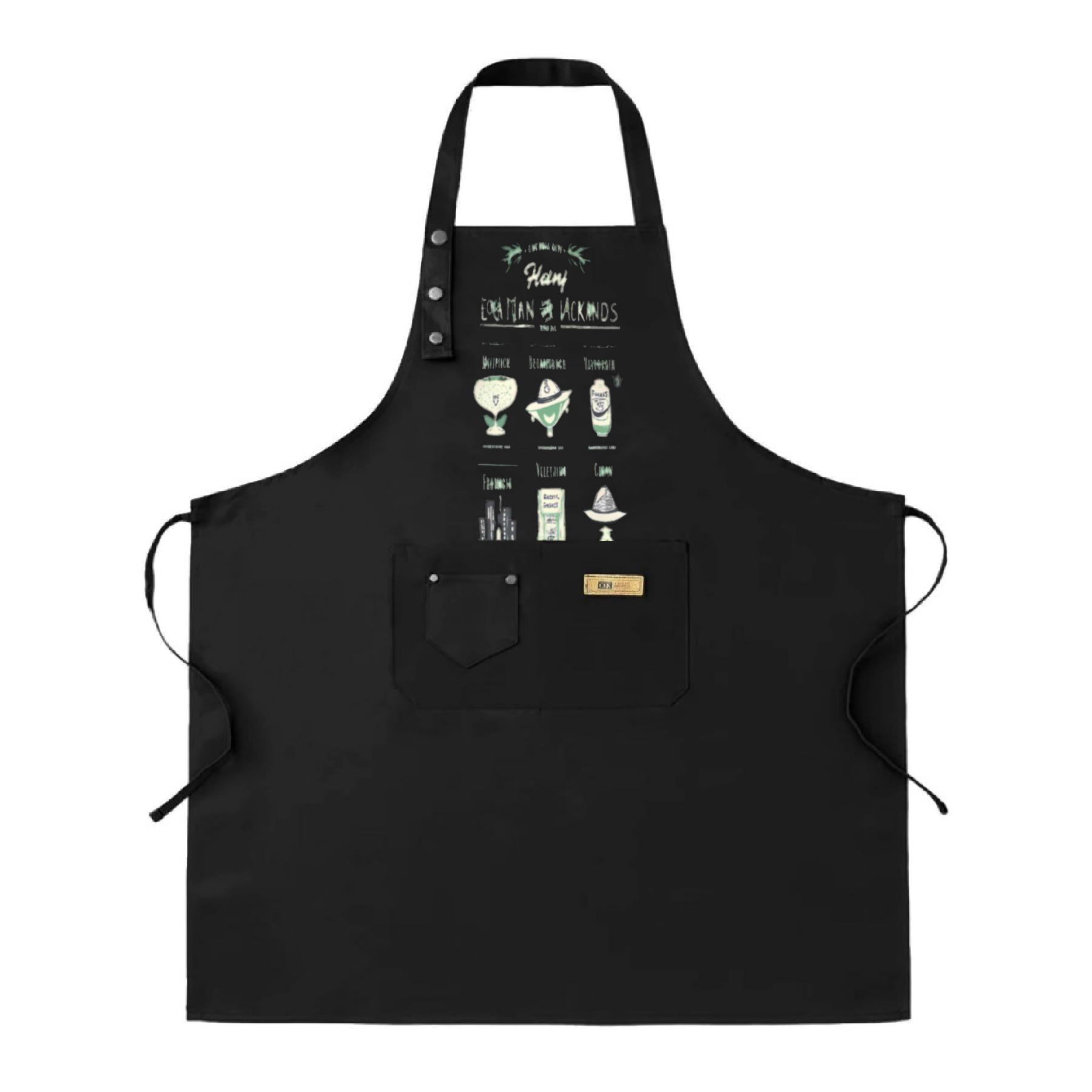 2 Pack Adjustable Bib Apron with Front Pocket Black Design Featuring ...