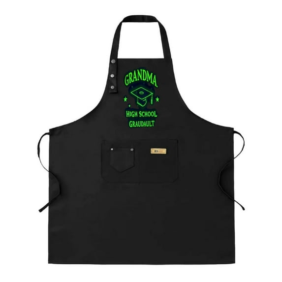 2 Pack Adjustable Bib Apron with Front Pocket Black with Green ...