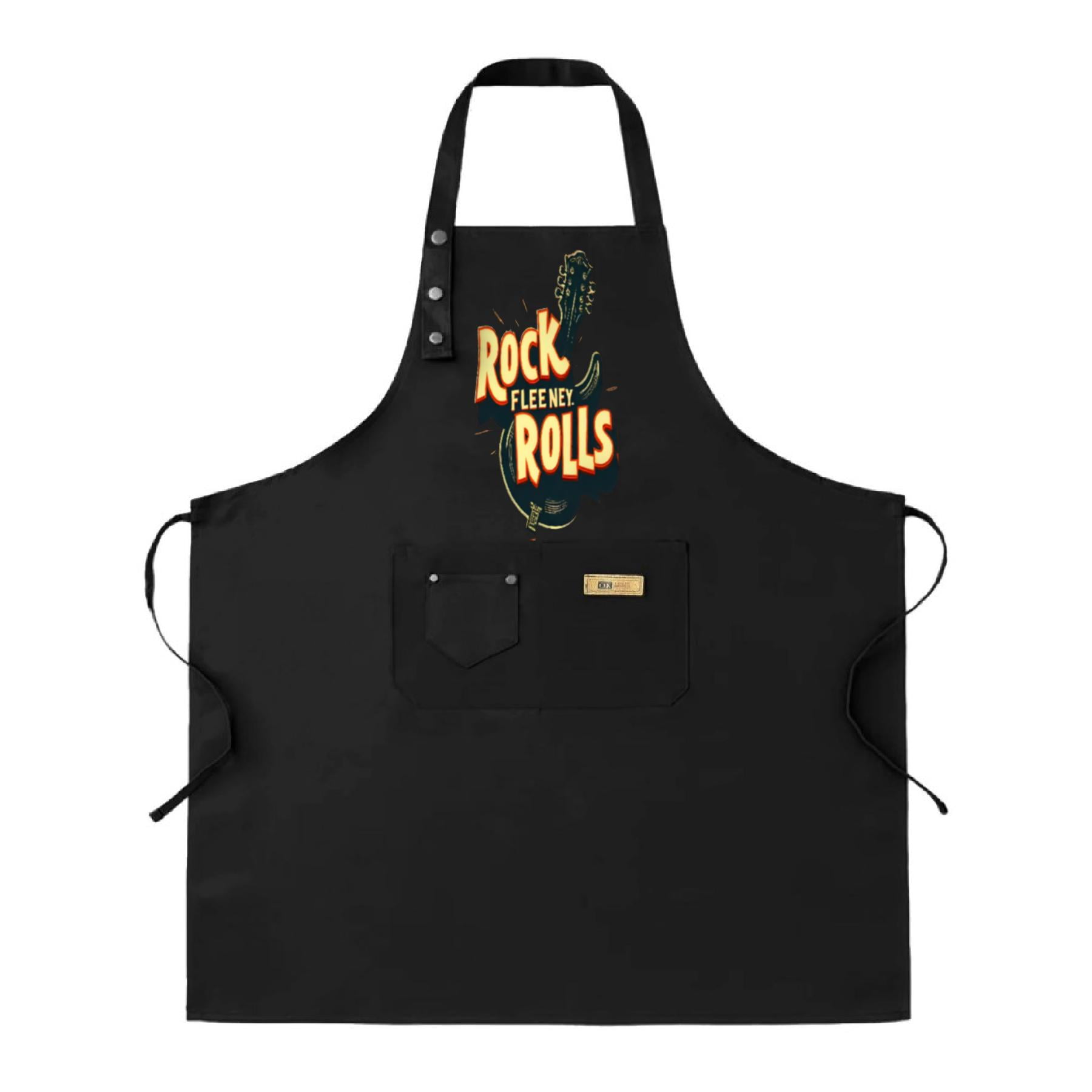 2 Pack Adjustable Bib Apron with Front Pocket Bold ' ROCK ROLLS ...