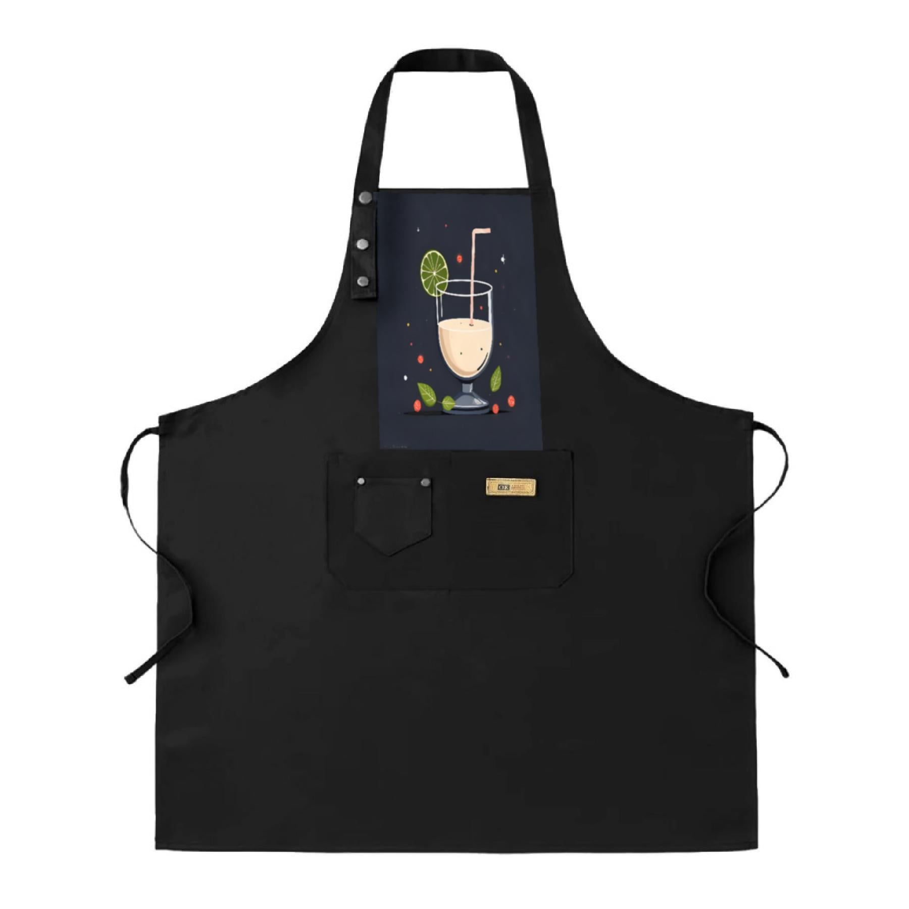 2 Pack Adjustable Bib Apron with Front Pocket Dark Blue Design ...