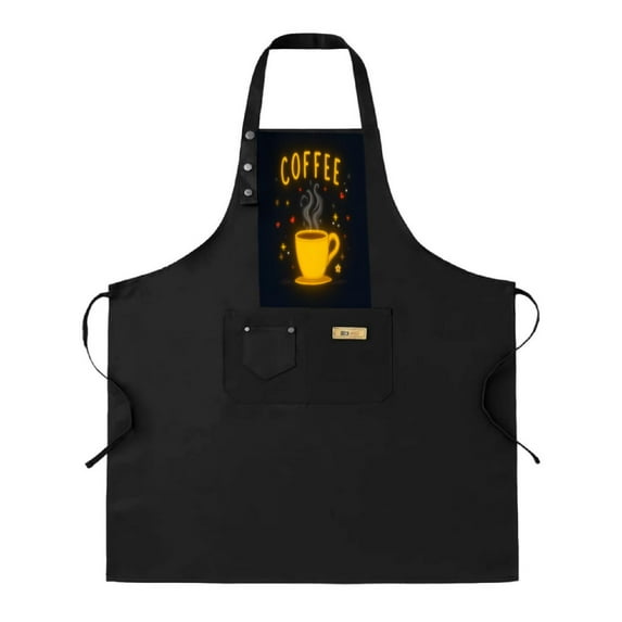 2 Pack Adjustable Bib Apron with Front Pocket Steaming Coffee Cup ...