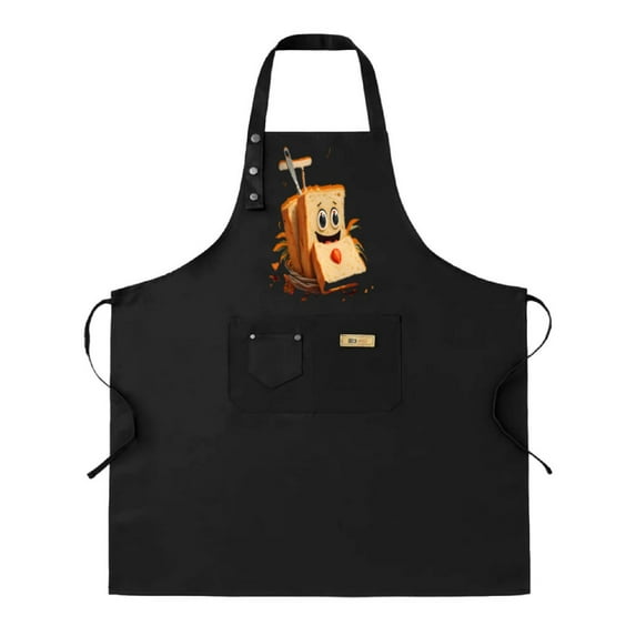 2 Pack Adjustable Bib Apron with Fun Cartoon Sandwich Design 2 Pockets ...