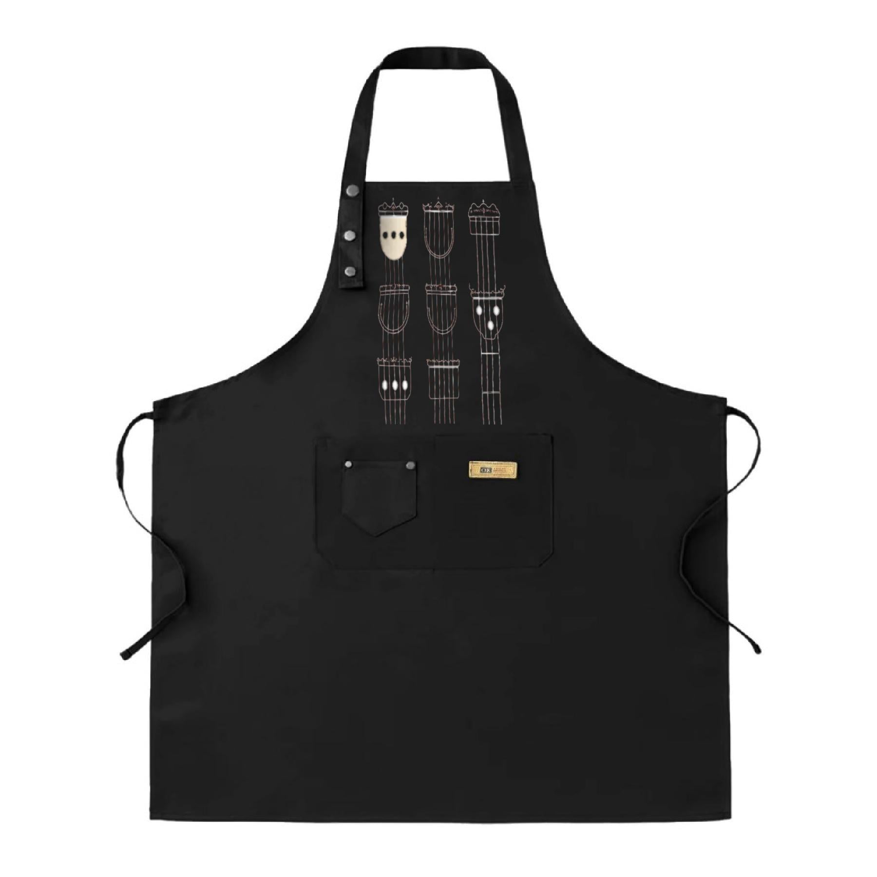 2 Pack Adjustable Bib Apron with Guitar Strings Design 2 Pockets ...