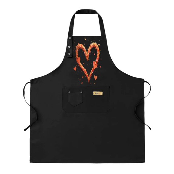 2 Pack Adjustable Bib Apron with Heart Design & 2 Pockets - Stylish ...
