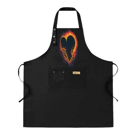 2 Pack Adjustable Bib Apron with Heart & Flames Design 2 Pockets ...