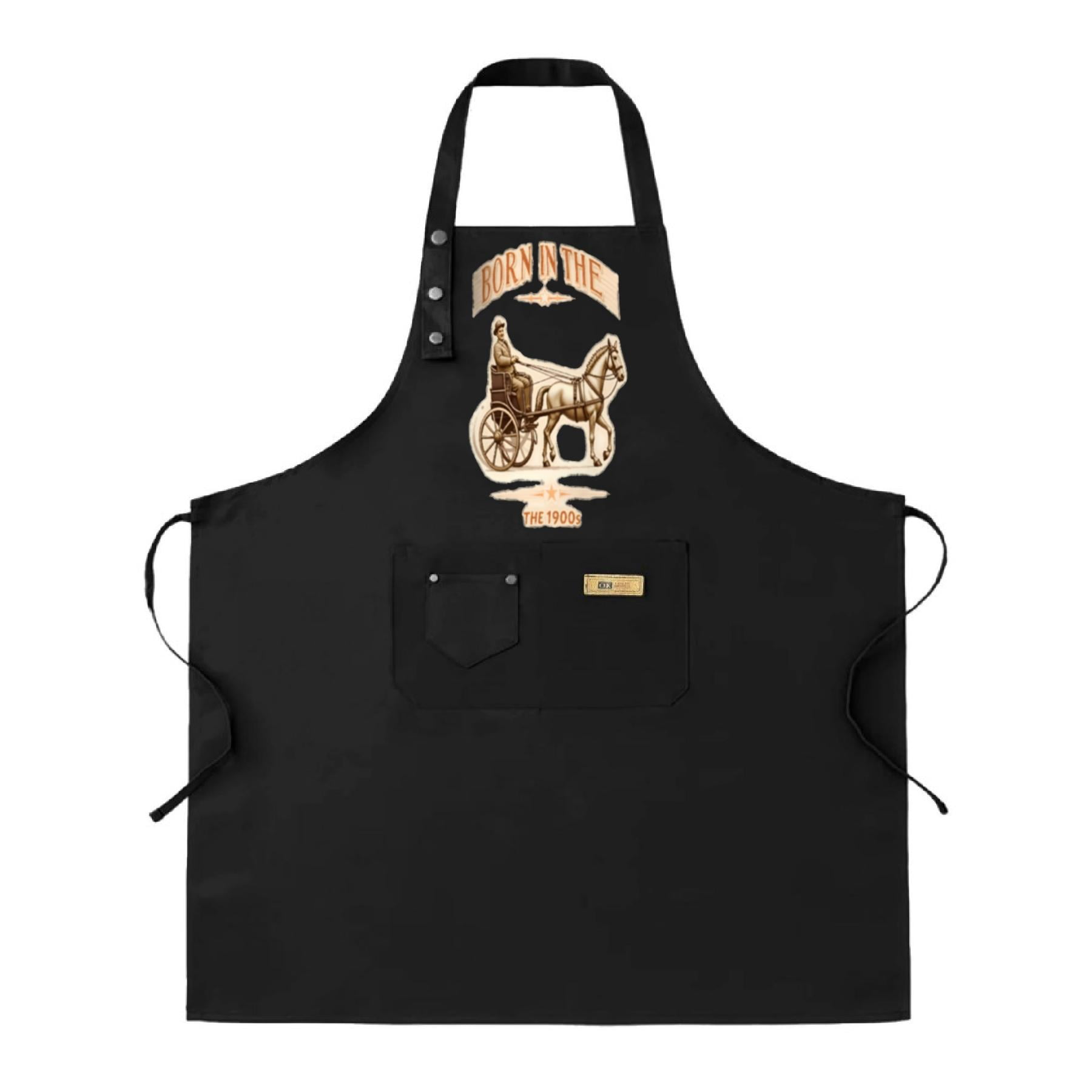 2 Pack Adjustable Bib Apron with Horse & Wagon Design " HEEL EST 1900 ...