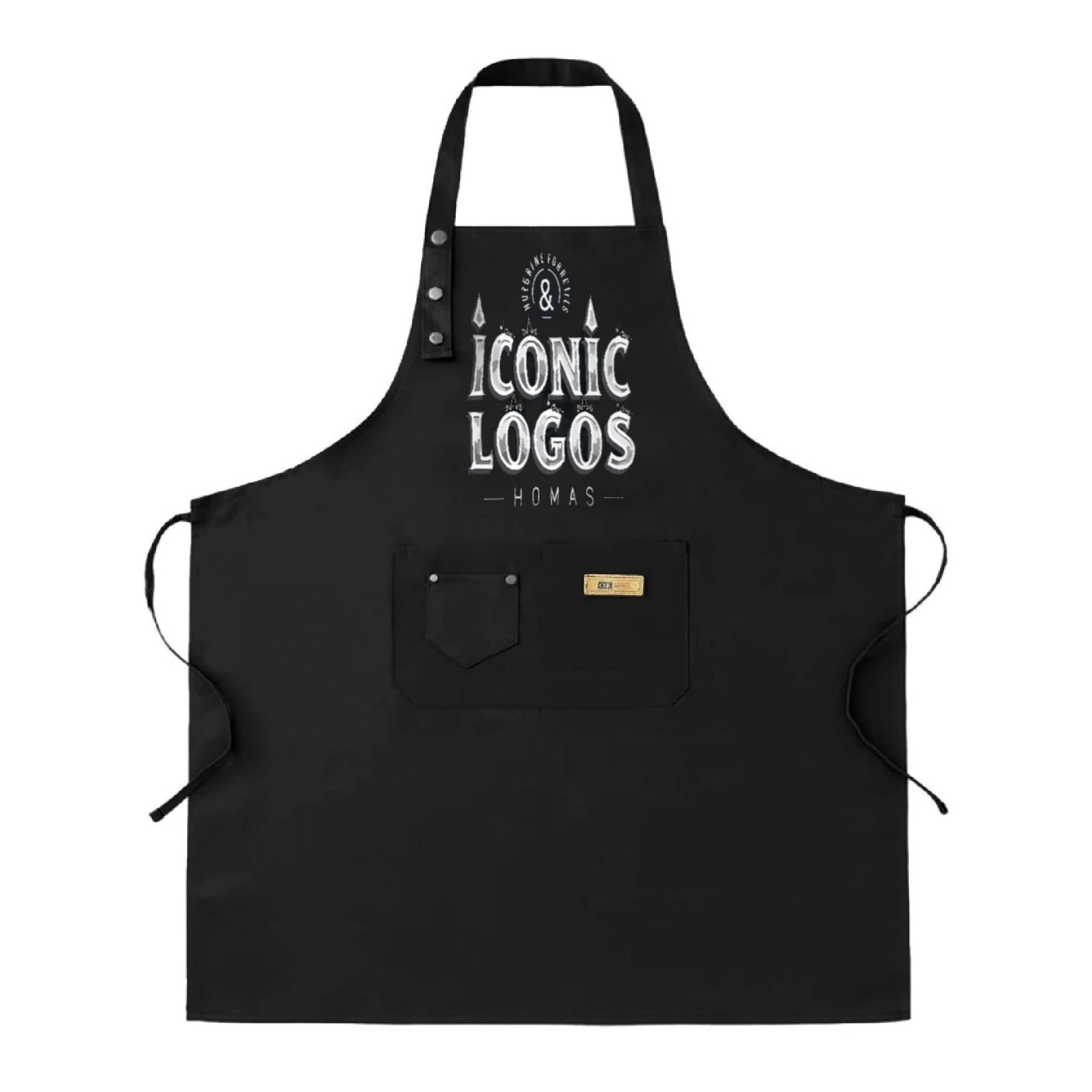 2 Pack Adjustable Bib Apron with Iconic Logos Design Front Pocket and ...