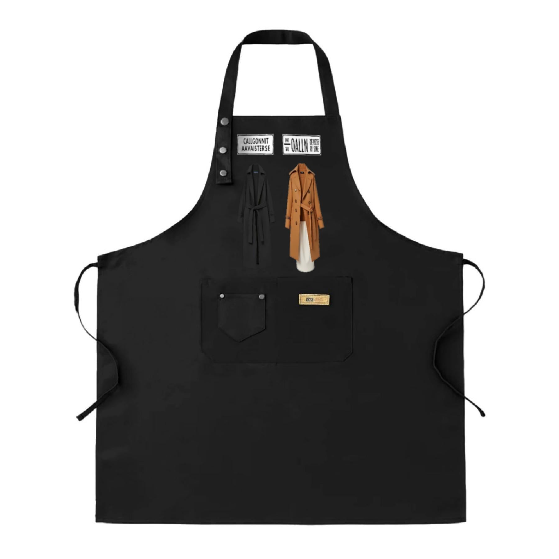 2 Pack Adjustable Bib Apron with Illustrated Coats & Pockets - Stylish ...