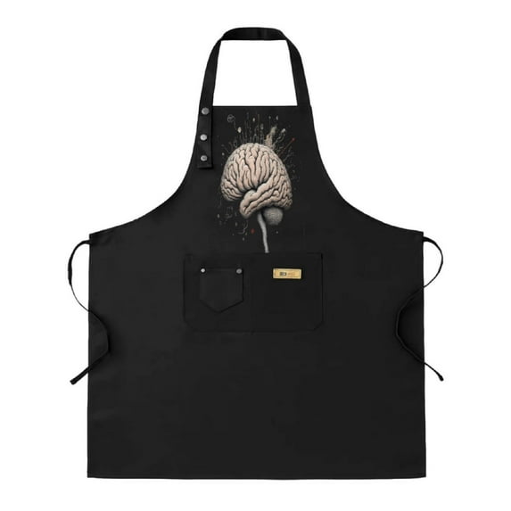 2 Pack Adjustable Bib Apron with Intricate Brain Design & 3 Pockets ...