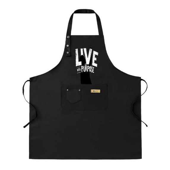 2 Pack Adjustable Bib Apron with " LIVE THE PURPOSE " Design 2 Pockets ...