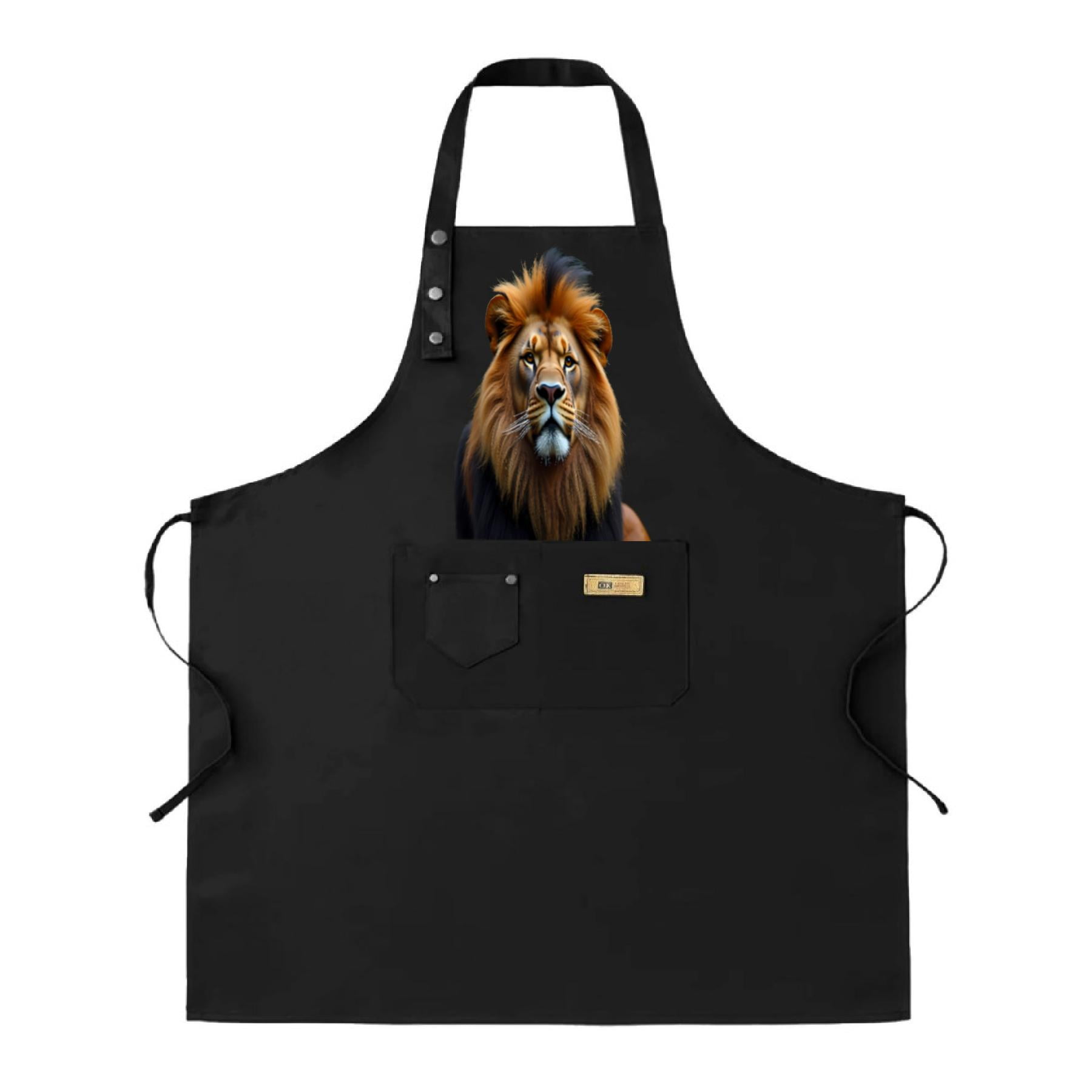 2 Pack Adjustable Bib Apron with Lion Face Design - 2 Pockets Stylish ...