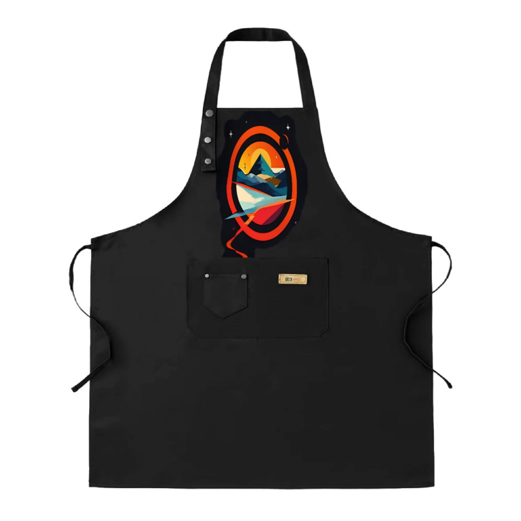 2 Pack Adjustable Bib Apron with Mountain & Fish Design 2 Pockets ...