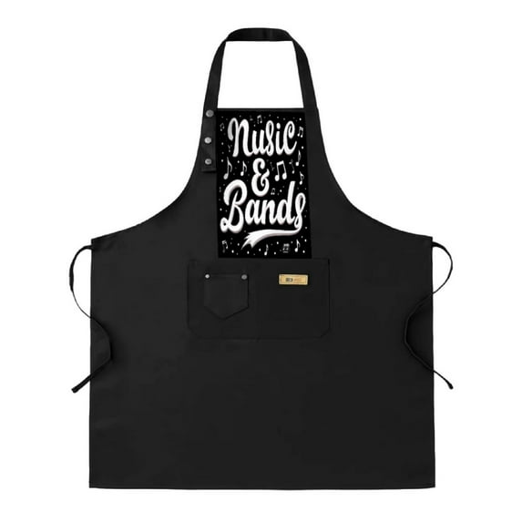 2 Pack Adjustable Bib Apron with ' Music & Bands ' Design Front Pocket ...