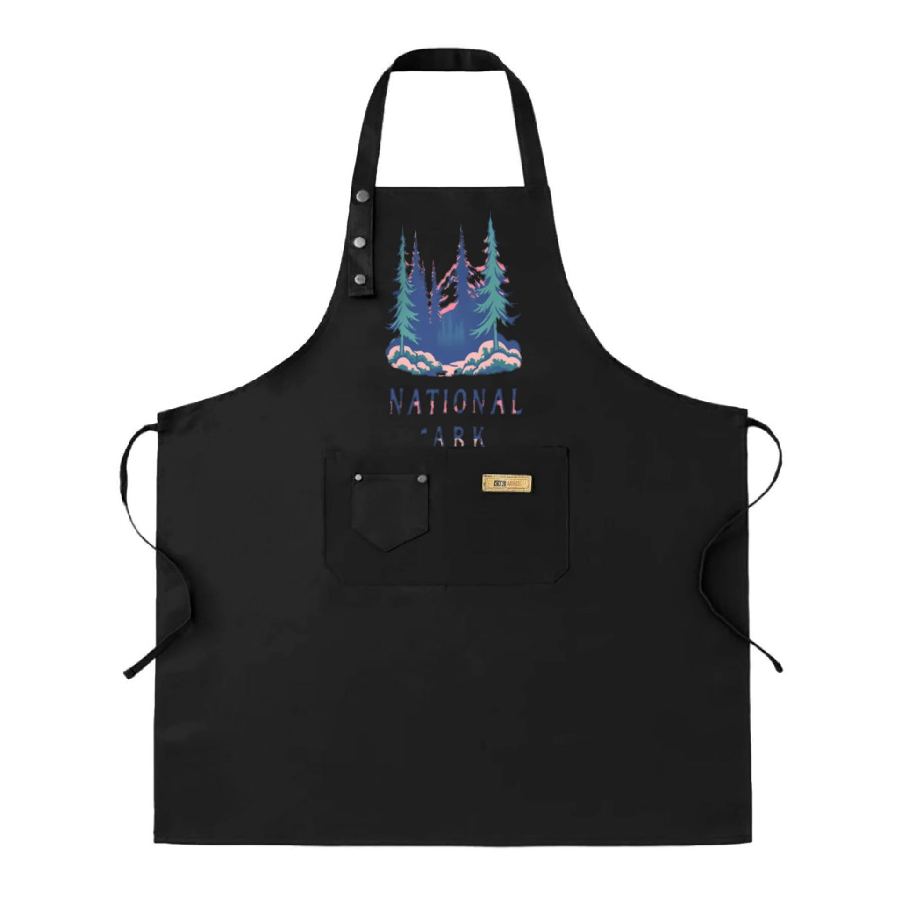 2 Pack Adjustable Bib Apron with Pine Trees & ' National Park ' Design ...