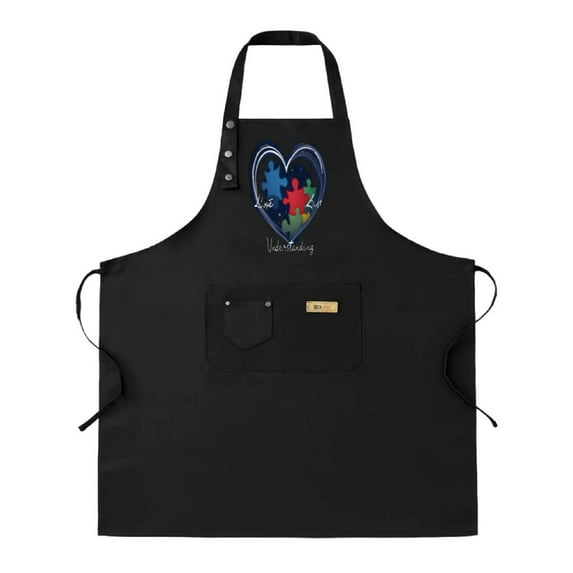 2 Pack Adjustable Bib Apron with Heart Puzzle Design & Cursive ...