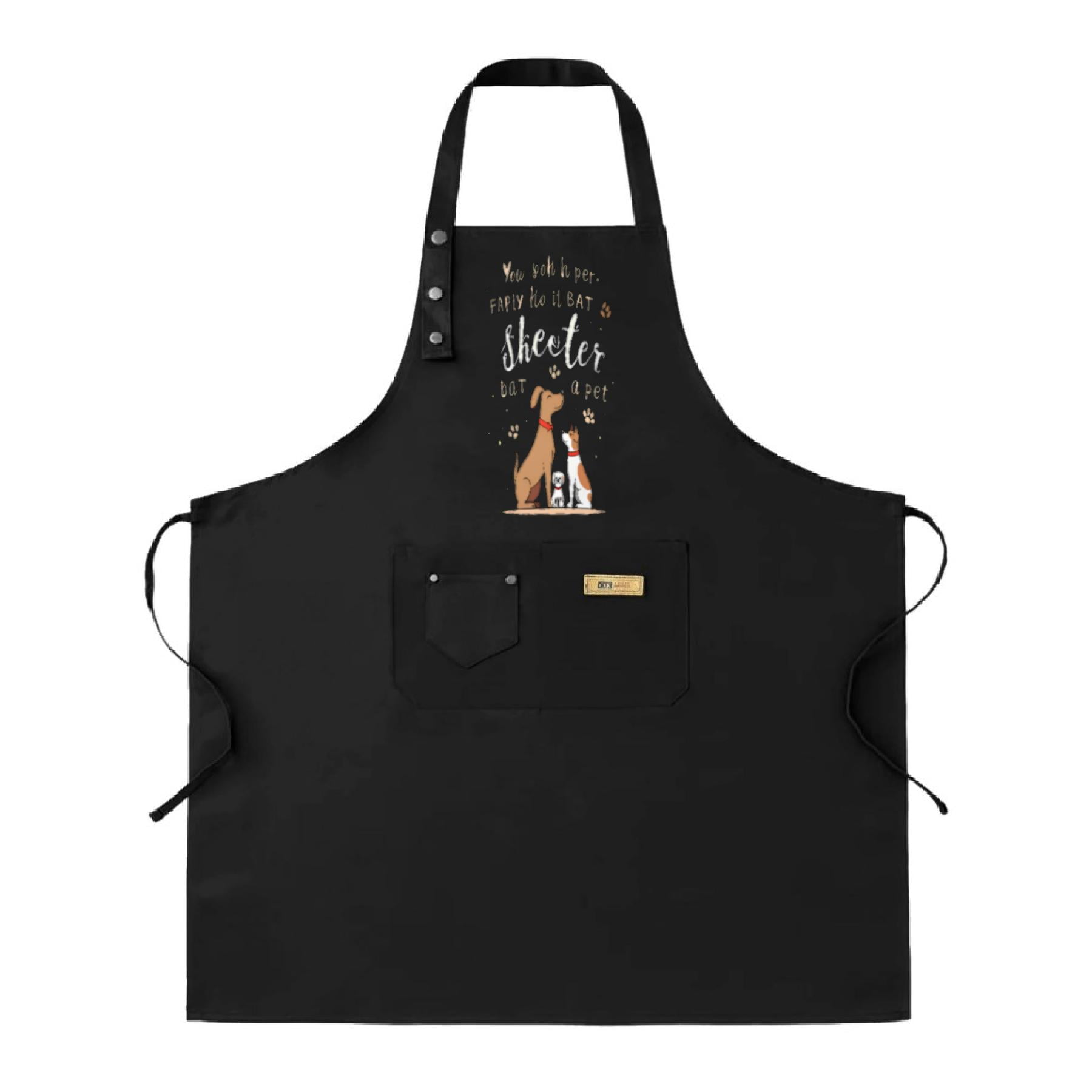 2 Pack Adjustable Bib Apron with Pockets - Cute Dog & Cat Design " And ...