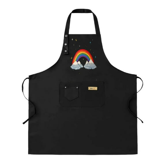 2 Pack Adjustable Bib Apron with Rainbow & Cloud Design 2 Pockets ...