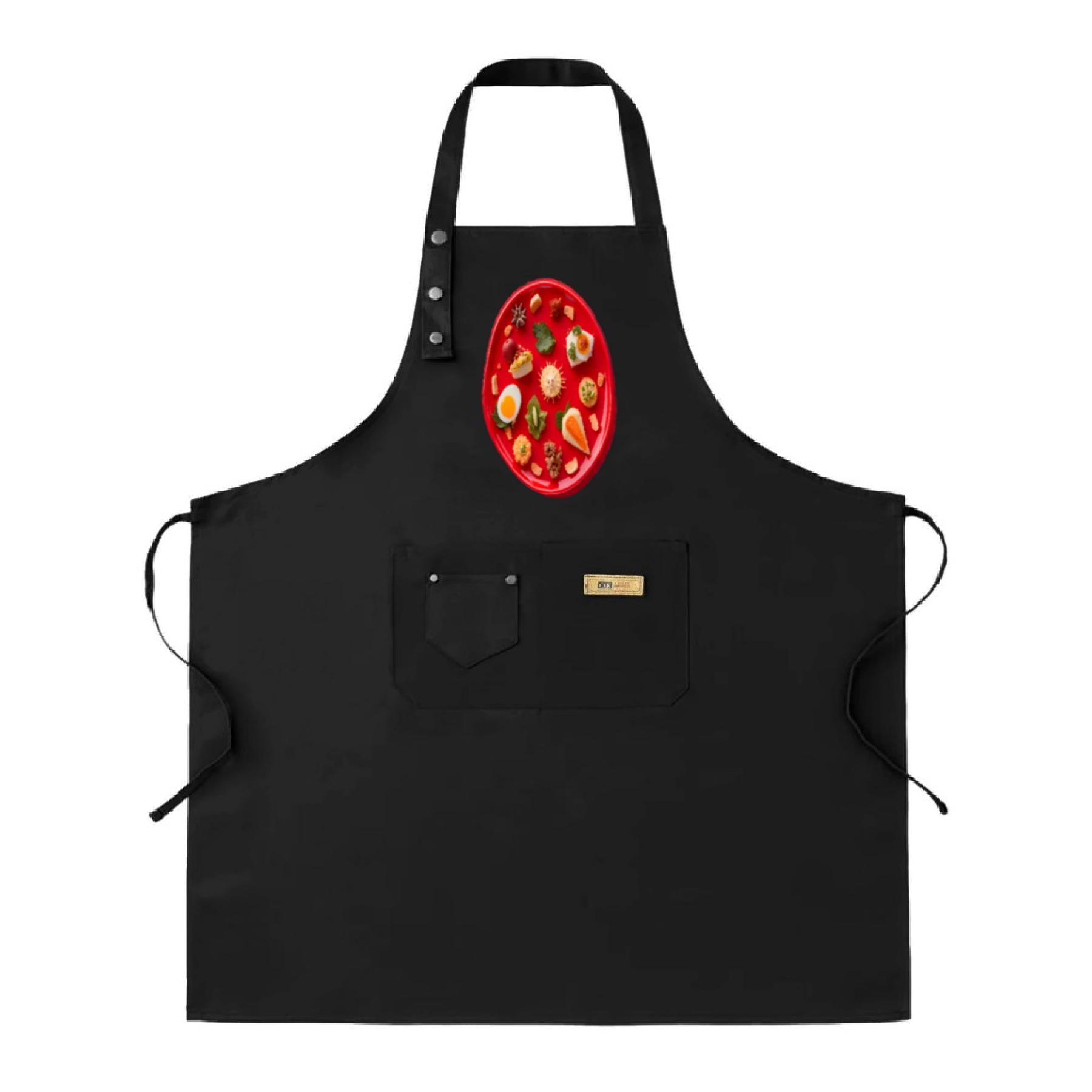 2 Pack Adjustable Bib Apron with Red Oval Pattern & 2 Pockets - Stylish ...