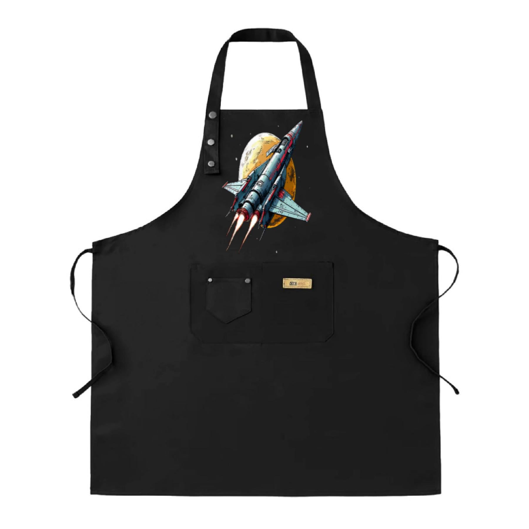 2 Pack Adjustable Bib Apron with Rocket Ship Design & 2 Pockets ...