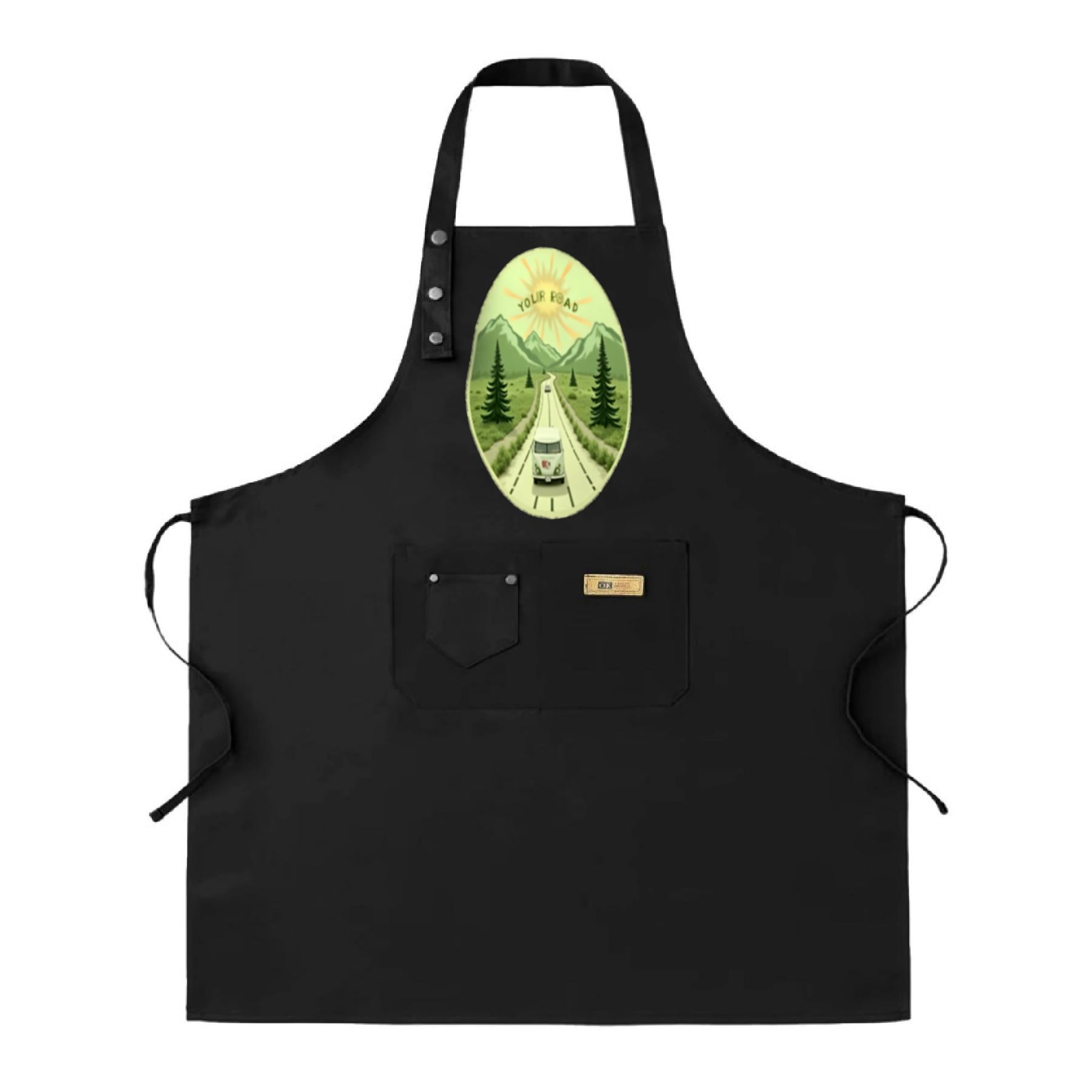 2 Pack Adjustable Bib Apron with Scenic Road Design & ' Your Road Ahead ...