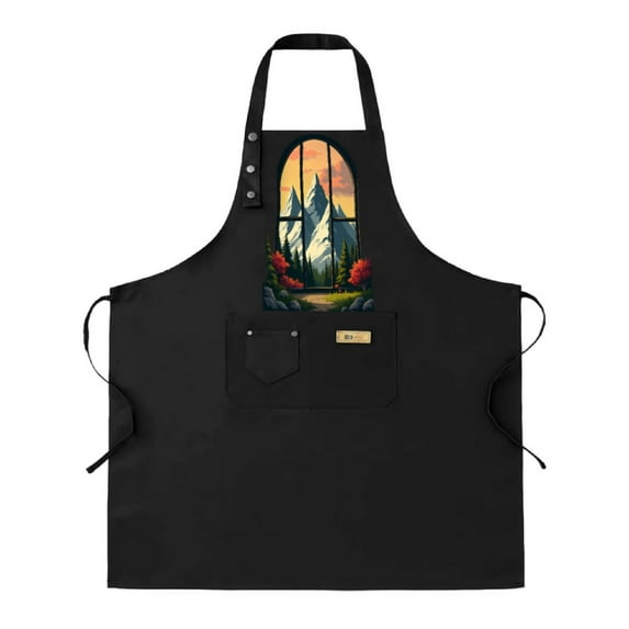 2 Pack Adjustable Bib Apron with Scenic Window Design - Snow - Capped ...
