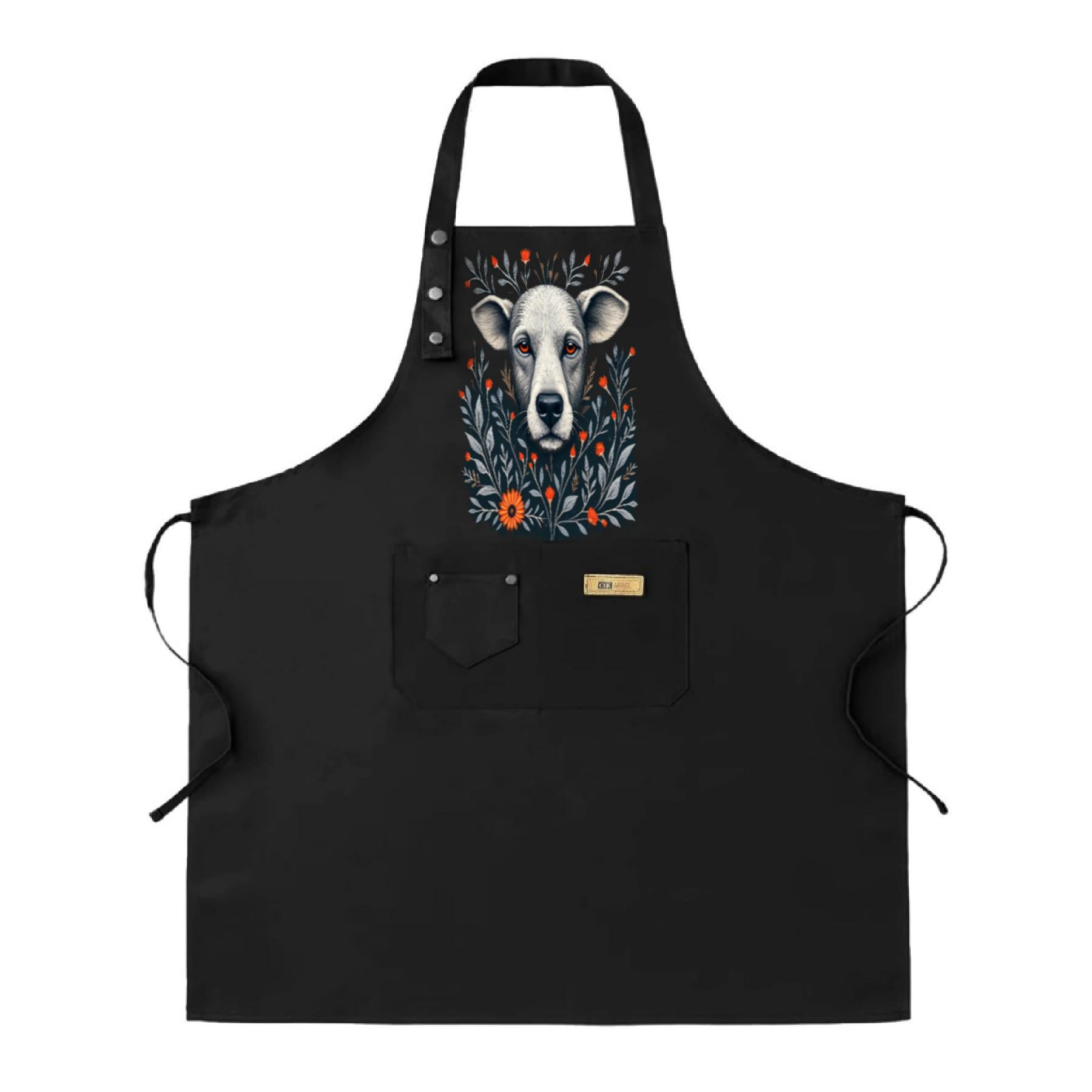 2 Pack Adjustable Bib Apron with Sheep Head & Floral Design 2 Pockets ...