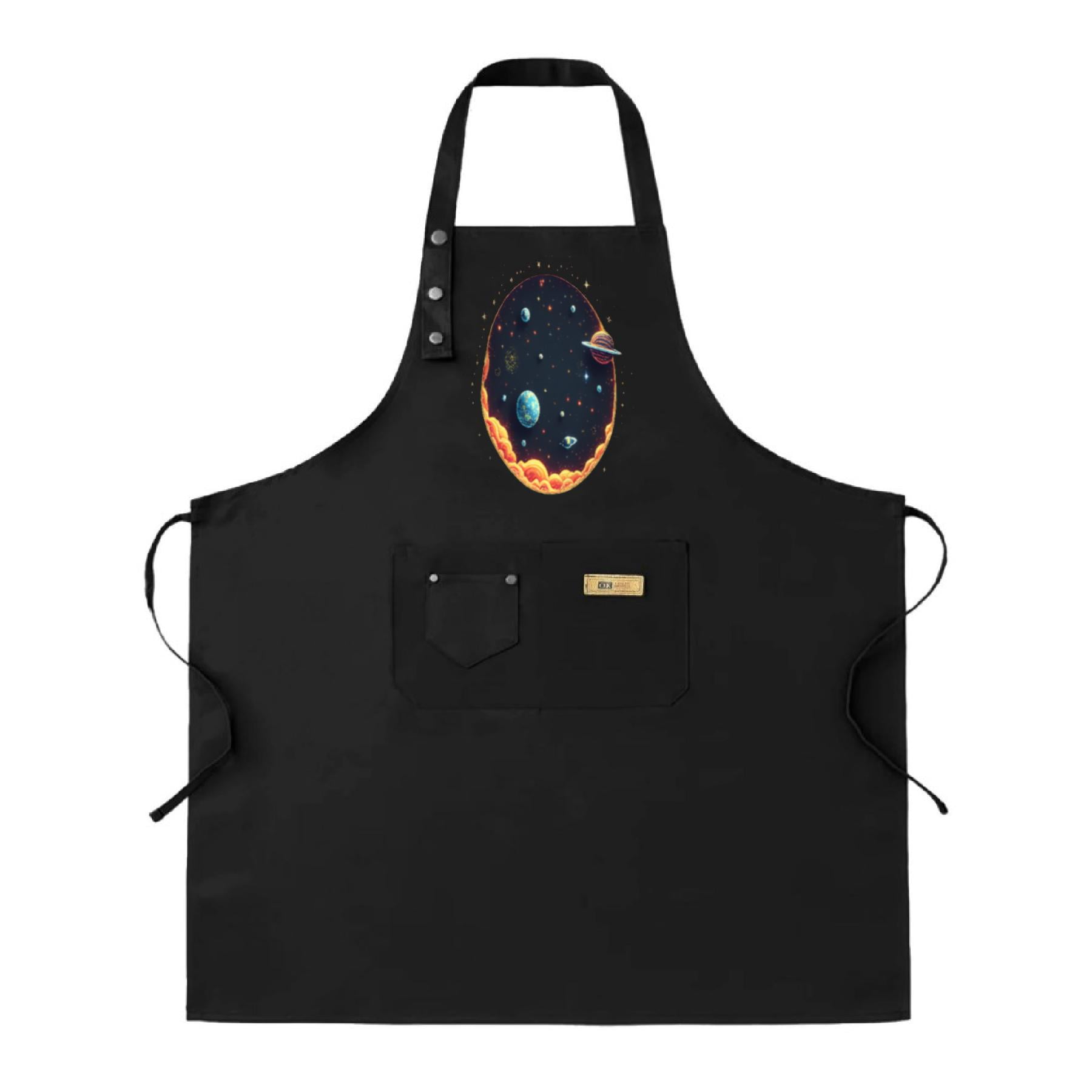 2 Pack Adjustable Bib Apron with Space Scene Design - Black Apron with ...
