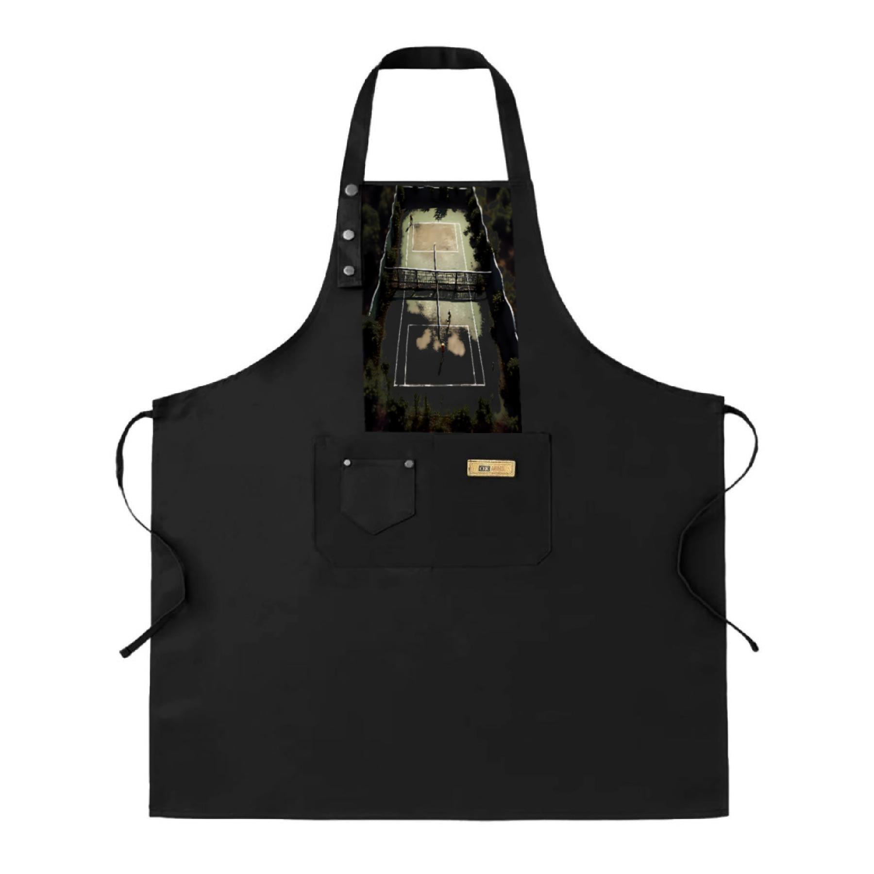 2 Pack Adjustable Bib Apron with Tennis Court Design Front Pocket ...