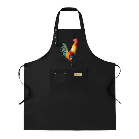 2 Pack Adjustable Bib Apron with Vibrant Rooster Design & Denim-Style ...