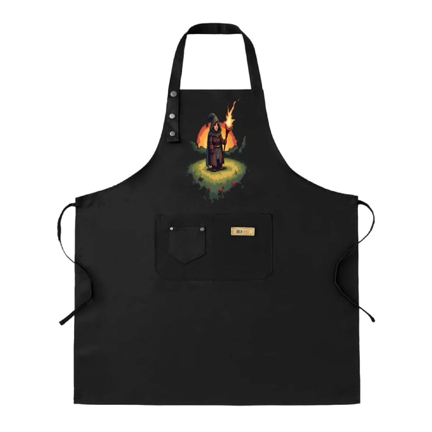 2 Pack Adjustable Bib Apron with Wizard Design Flames & Mushrooms ...