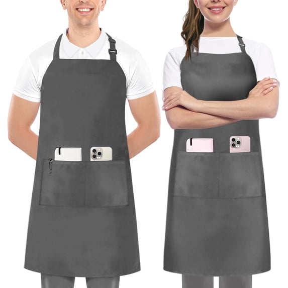 2-Pack Adjustable Bib Aprons with Pockets – Water & Oil Resistant ...