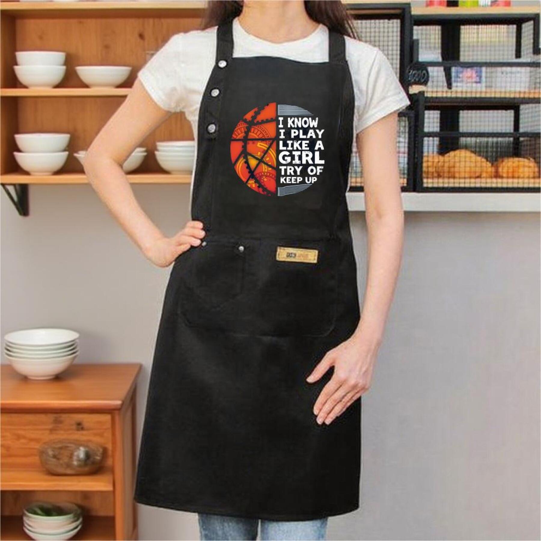 2 Pack Adjustable Black Aprons with Front Pocket - Basketball Graphic ...